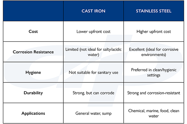Cast Iron vs Stainless Steel Pumps: All the Pros & Cons